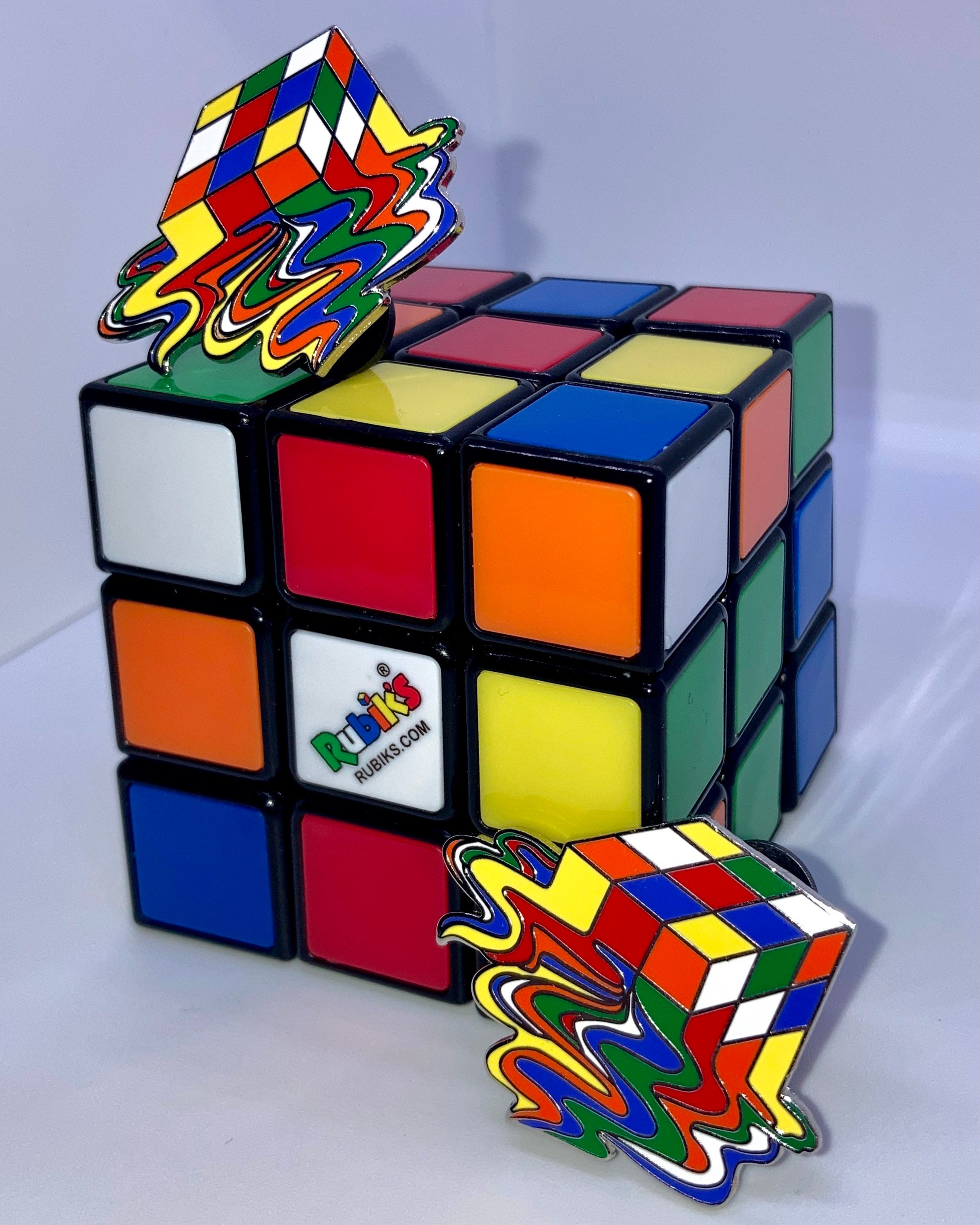 Melting Rubix Cube Pin Hard Enamel Pin Lapel Pin Badge - Etsy