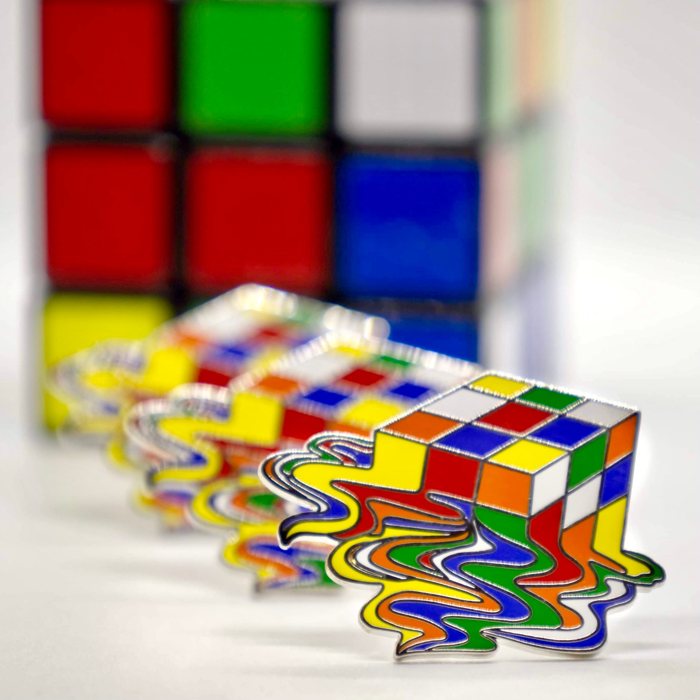 Melting Rubix Cube Pin Hard Enamel Pin Lapel Pin Badge - Etsy
