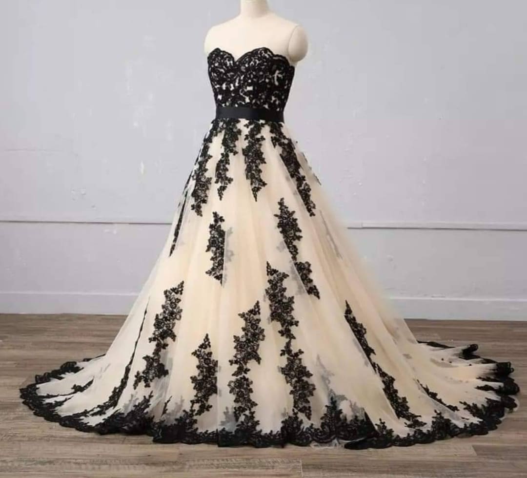 Black and Ivory Bridal Dress, Black Wedding Dress, Black and Ivory ...