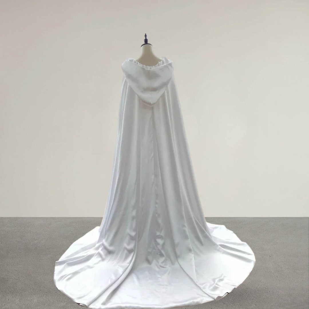 Silk Satin Wedding Cape With Hood, Bridal Shawl, Long Winter Spring ...
