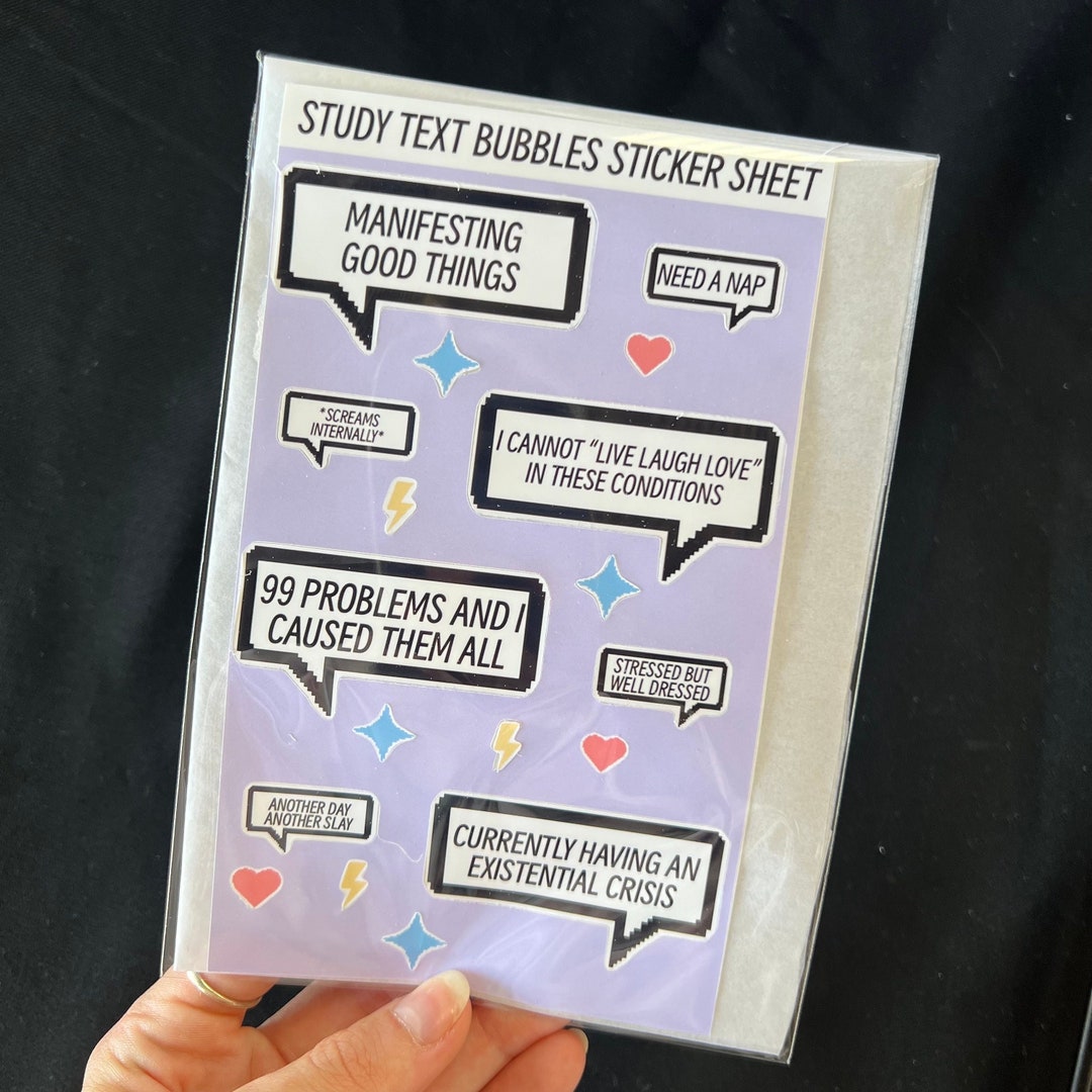 Study Text Bubbles Sticker Sheet / gen Z Sayings / Funny Text Bubble ...