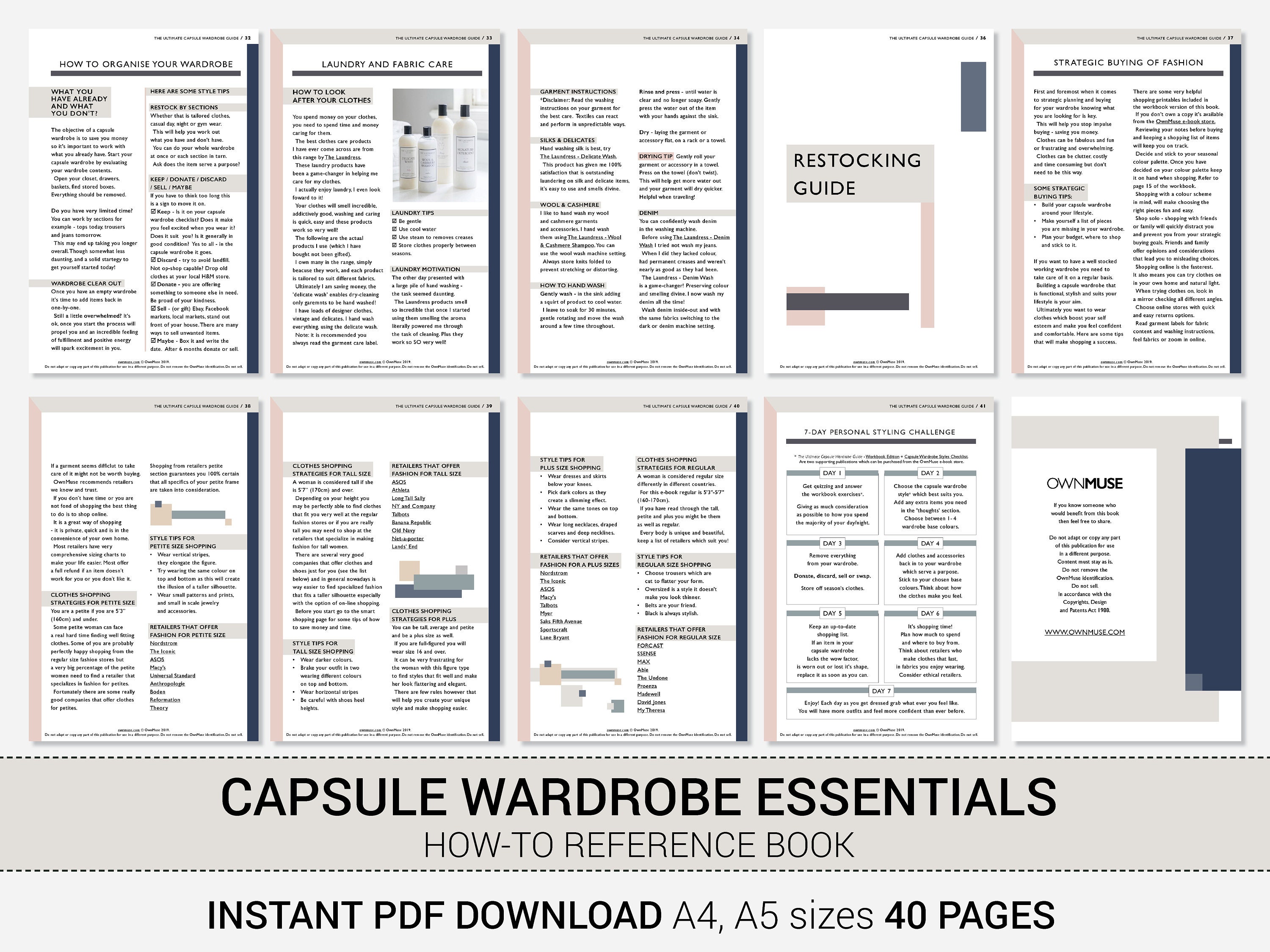 Capsule Wardrobe Essentials Book - Printable Style and Wardrobe Planner ...