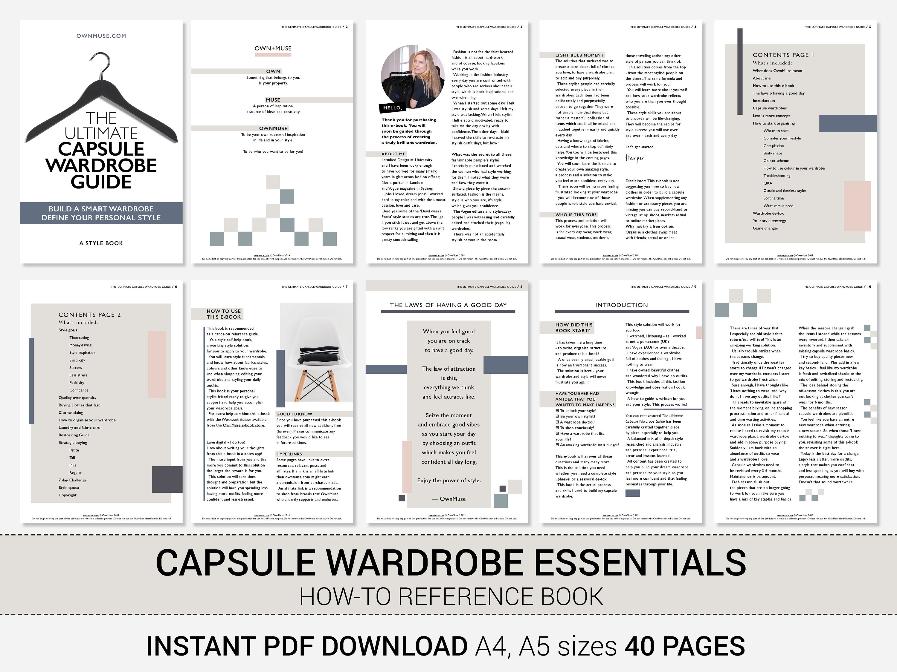 Capsule Wardrobe Essentials Book - Printable Style and Wardrobe Planner ...