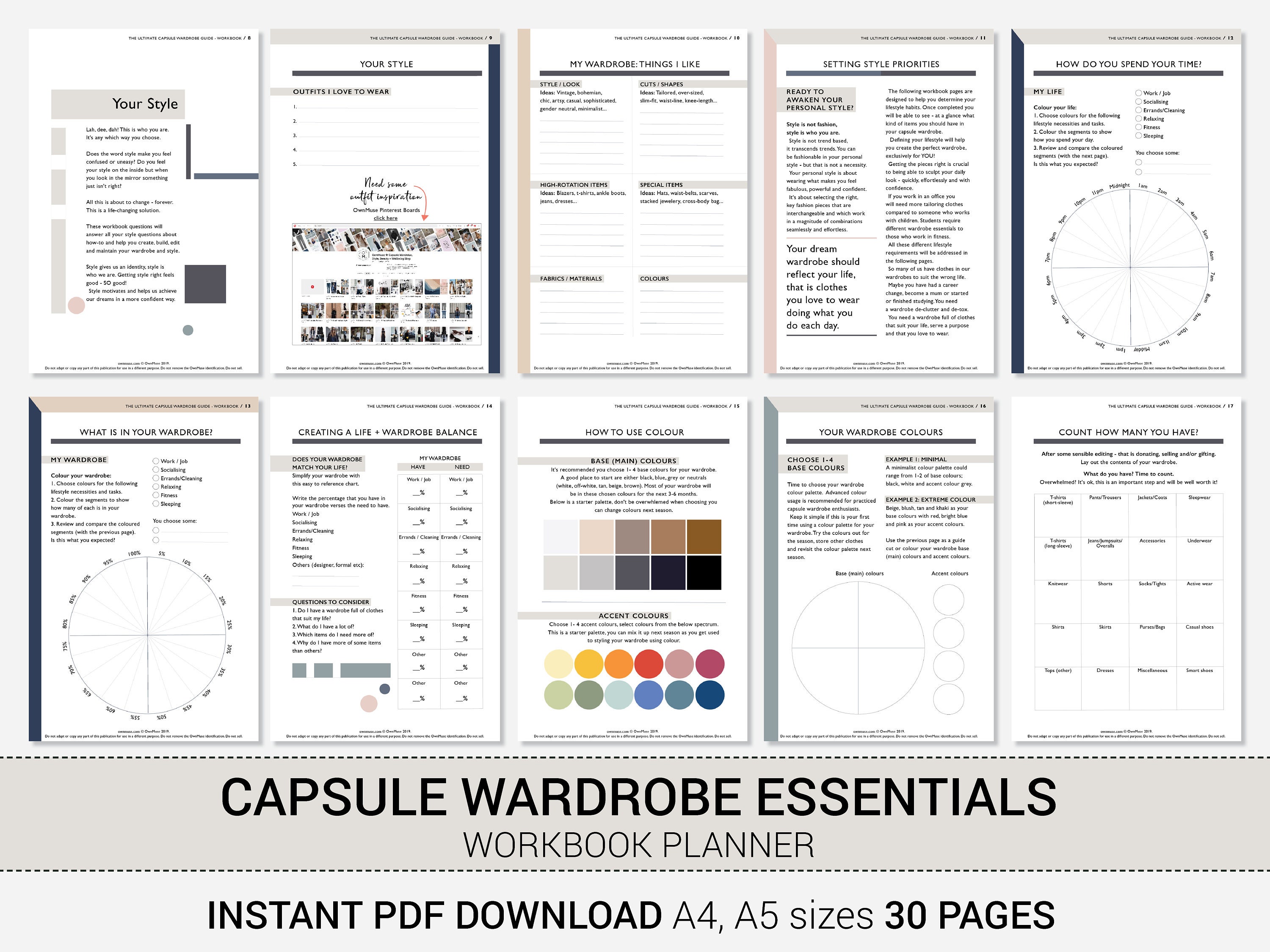 The Ultimate Capsule Wardrobe Workbook - Clothing Planning, Outfit ...