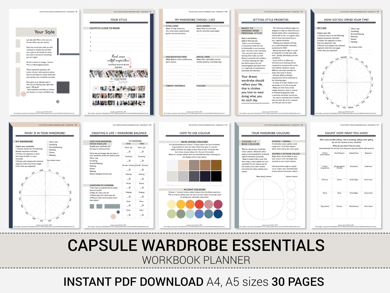 Capsule Wardrobe Digital Planner Book - Printable Planner, Goodnote ...