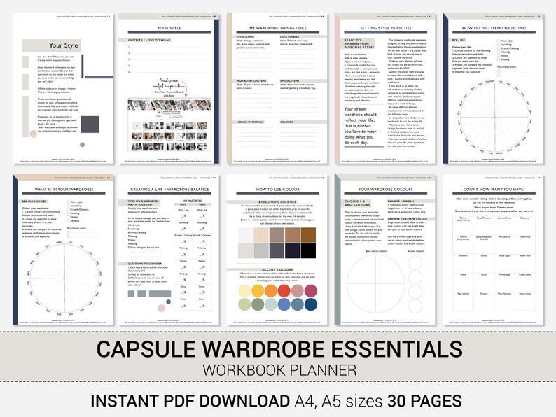 Capsule Wardrobe Digital Planner Book - Printable Planner, Goodnote ...