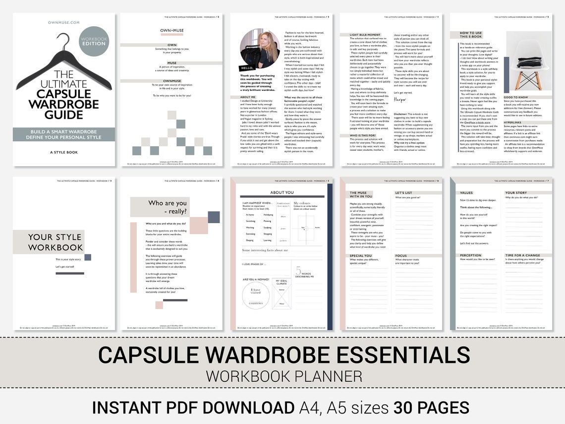 Capsule Wardrobe Digital Planner Book - Printable Planner, Goodnote ...