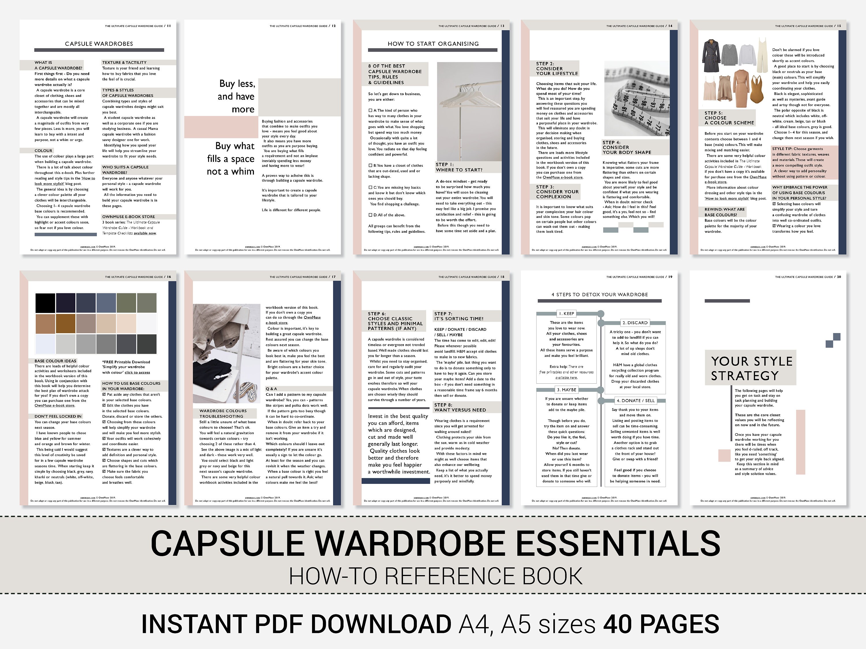 Capsule Wardrobe Essentials Book - Printable Style and Wardrobe Planner ...