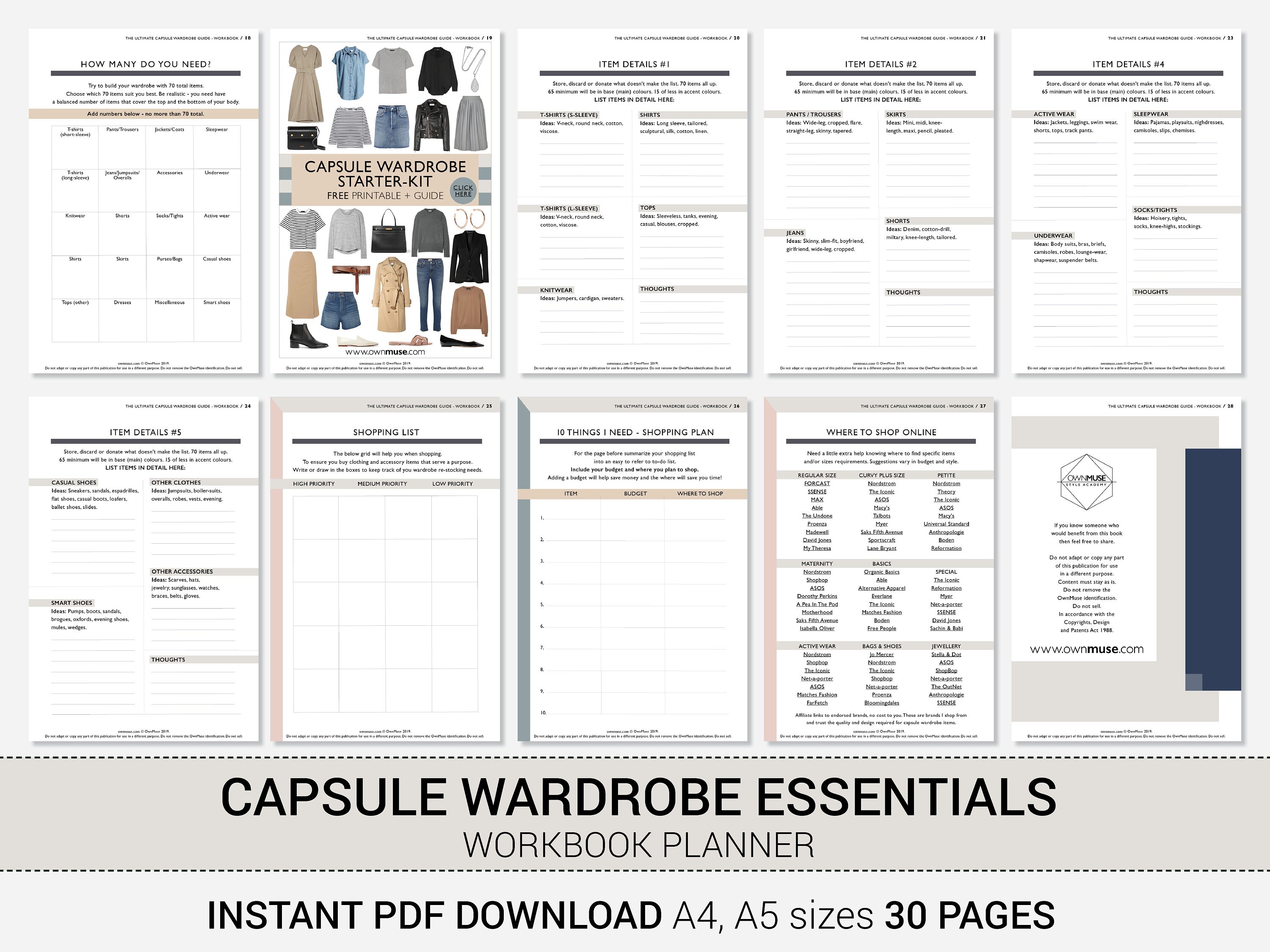 The Ultimate Capsule Wardrobe Workbook - Clothing Planning, Outfit ...