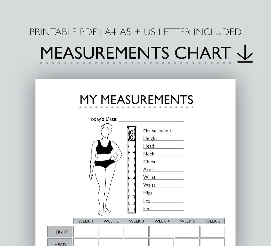 My Measurements - Body Chart - Weight Tracker - Fitness Checklist ...