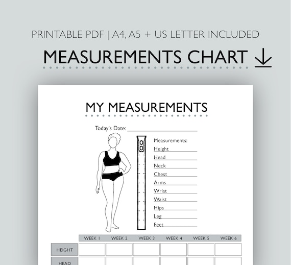 My Measurements Body Chart Weight Tracker Fitness | Etsy