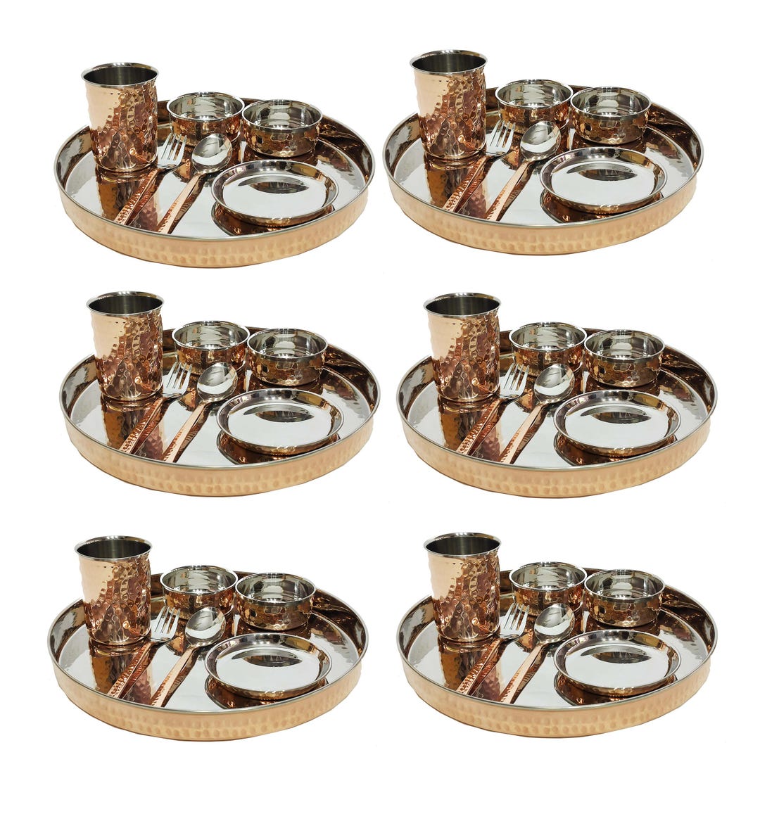 Copper Steel Dinner Set Solid Hand Made Kitchen Plate/thali Hotel Home ...