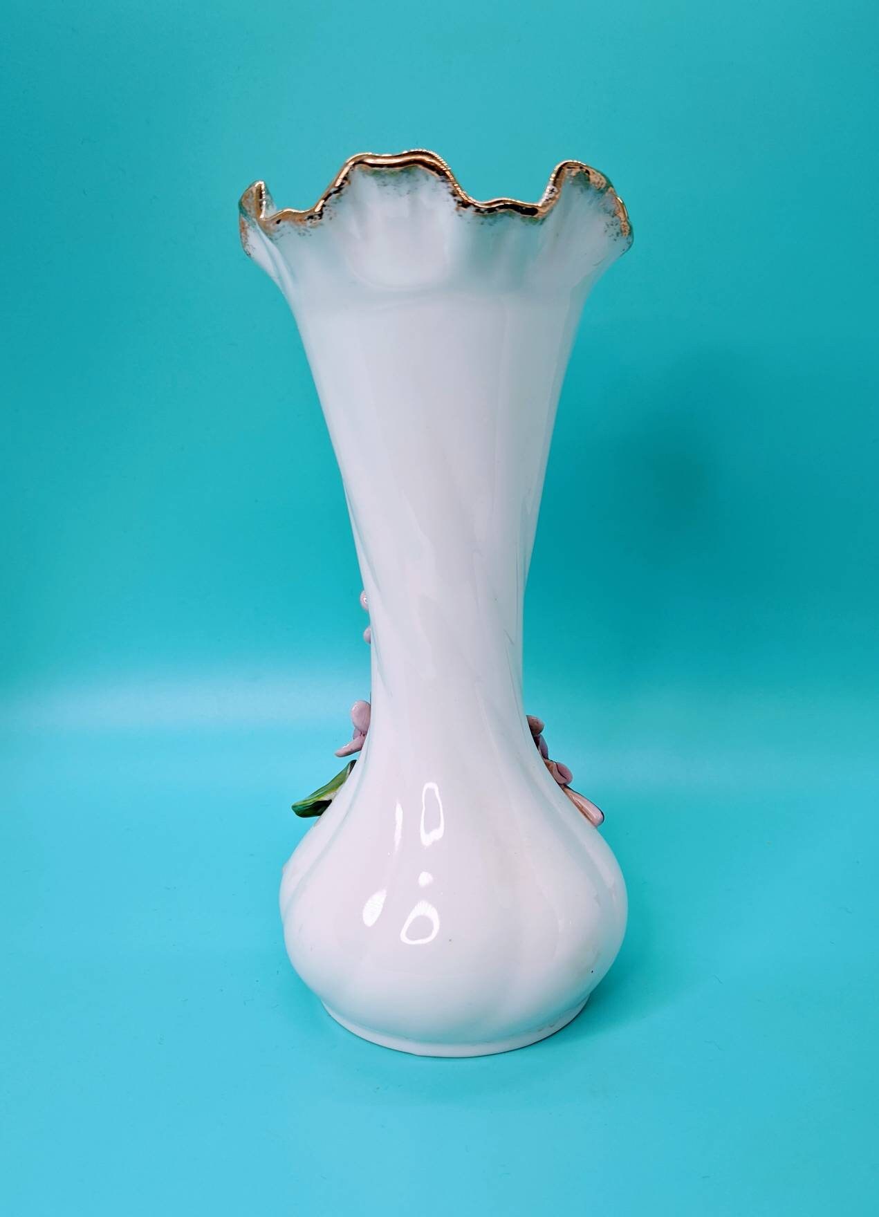 Vintage Lefton China Vase with Lilacs and rhinestones 137 | Etsy
