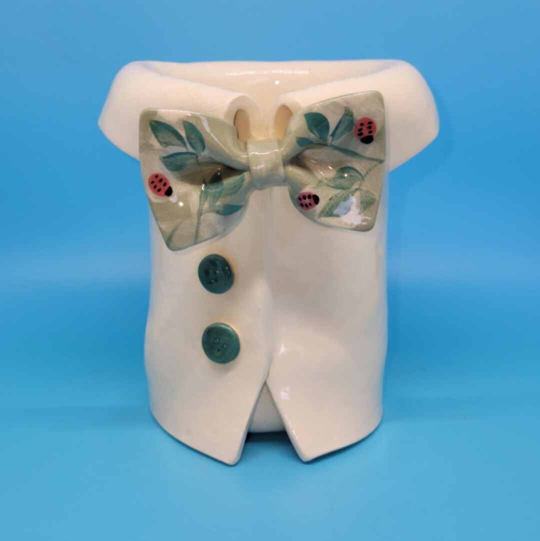 Roxie Studio Art Pottery by Roxanne Parent Ladybug Shirt Bowtie Hand ...