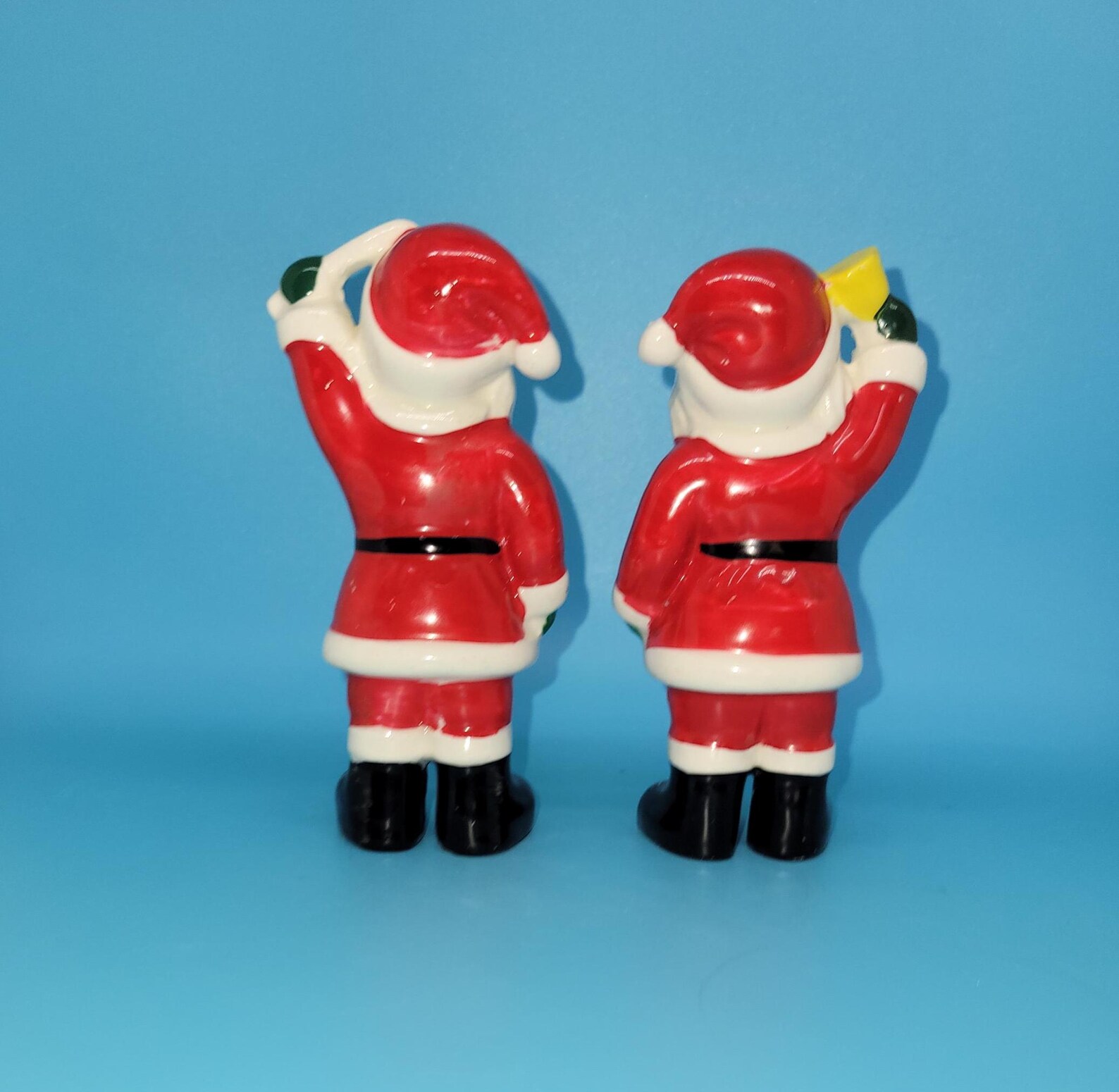 Vintage Santa Salt and Pepper Shakers Waving Candy Cane and Bell 1950s ...