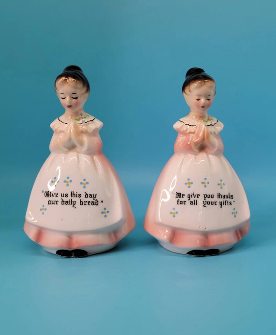 Vintage Enesco Praying Lady Salt & Pepper Shakers 1950s - Etsy
