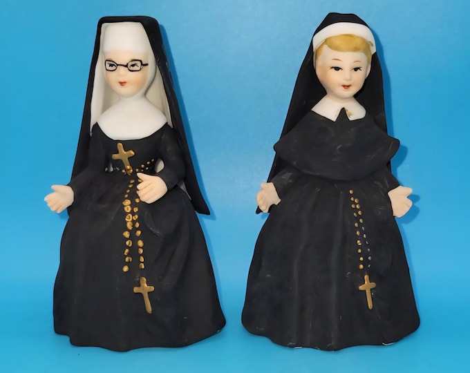 Vintage Lefton Nun Figurines: 1950s Japan Ceramic Religious Decor - Etsy