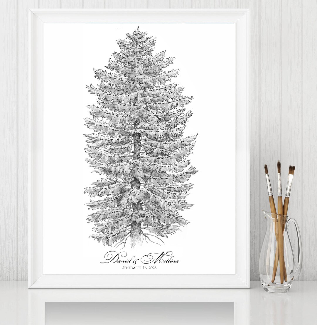 Wedding GUEST BOOK Alternative PINE Tree Unique Guest Book Ideas Rustic ...