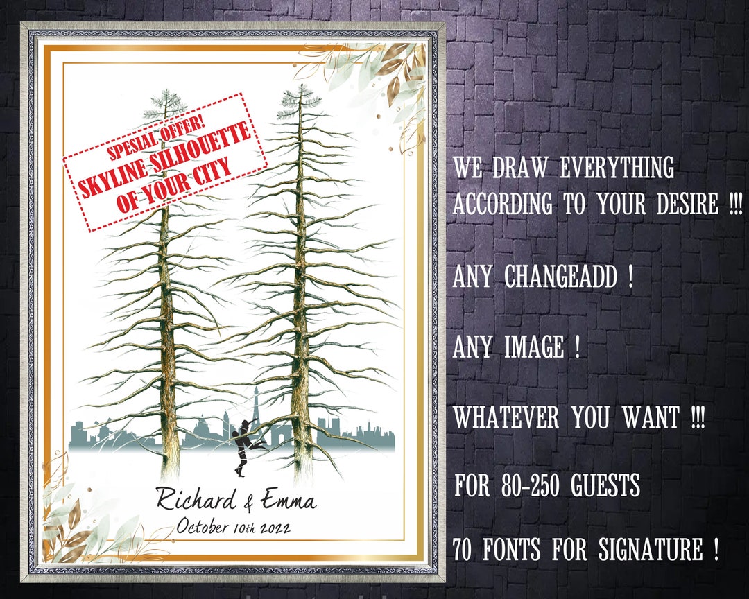 Wedding Guest Book Alternative Two Pines Rustic Guestbook Unique ...