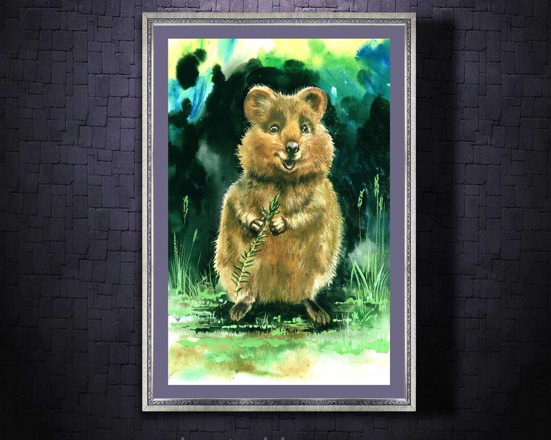 Quokka Painting Quokka Portrait Quokka Animal Illustration Quokka Watercolor Painting Nursery ...