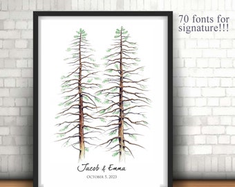 Wedding Guest Book Alternative Tree Double Pine Two Pines Rustic ...