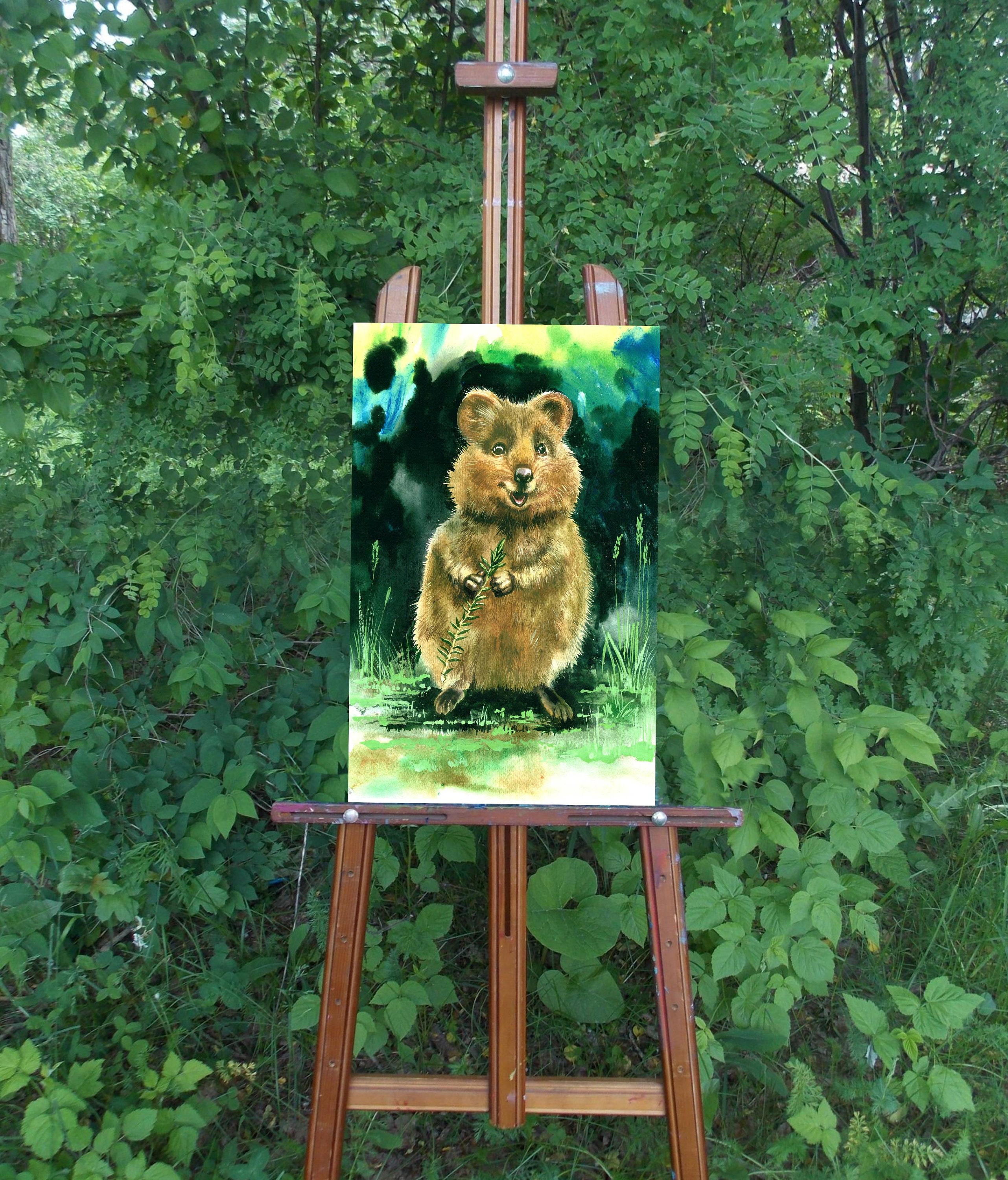 Quokka Watercolor Art Quokka Painting Quokka Portrait Quokka Animal ...