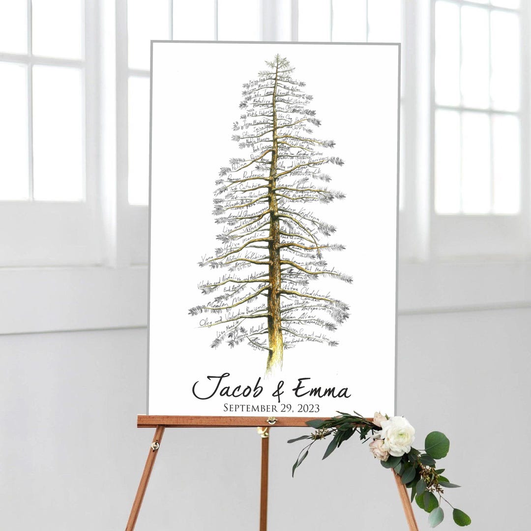 Wedding GUEST BOOK Alternative PINE Tree Signature Wedding Tree Guest ...