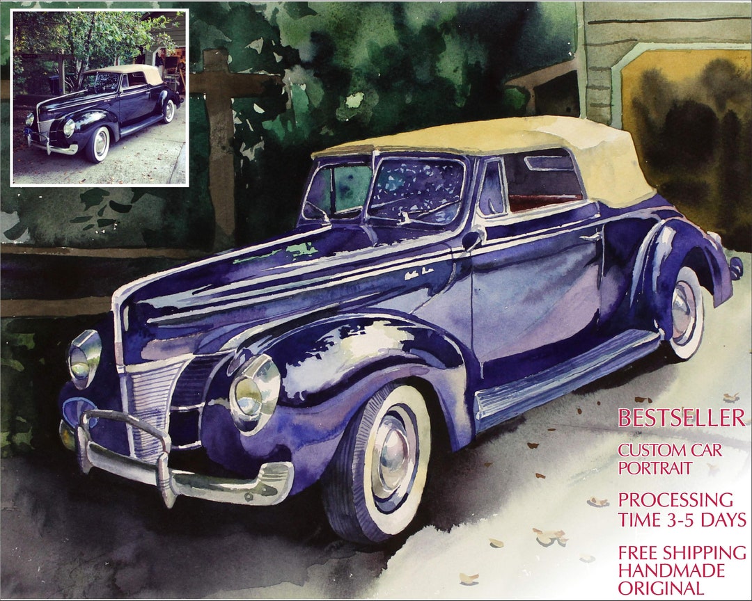 Custom Car Portrait Car Painting From Photo Car Custom Watercolor ...