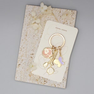 Flower Enamel Keychain (color), Minimal Flower Design Bag Charm - Etsy