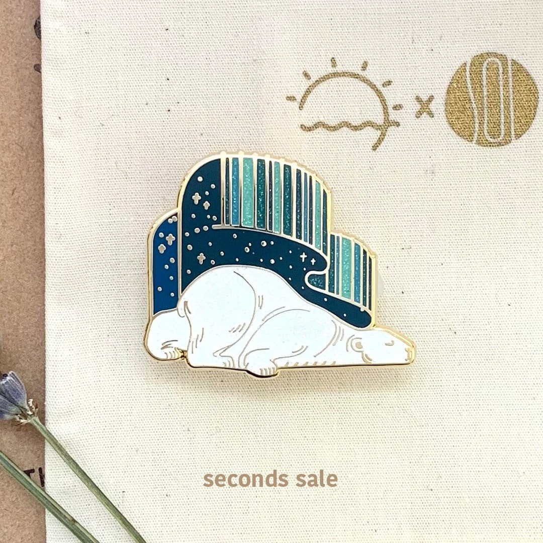 Polar Bear Enamel Pin/ Seconds Sale/ Polar Bear With Aurora Enamel Pin ...