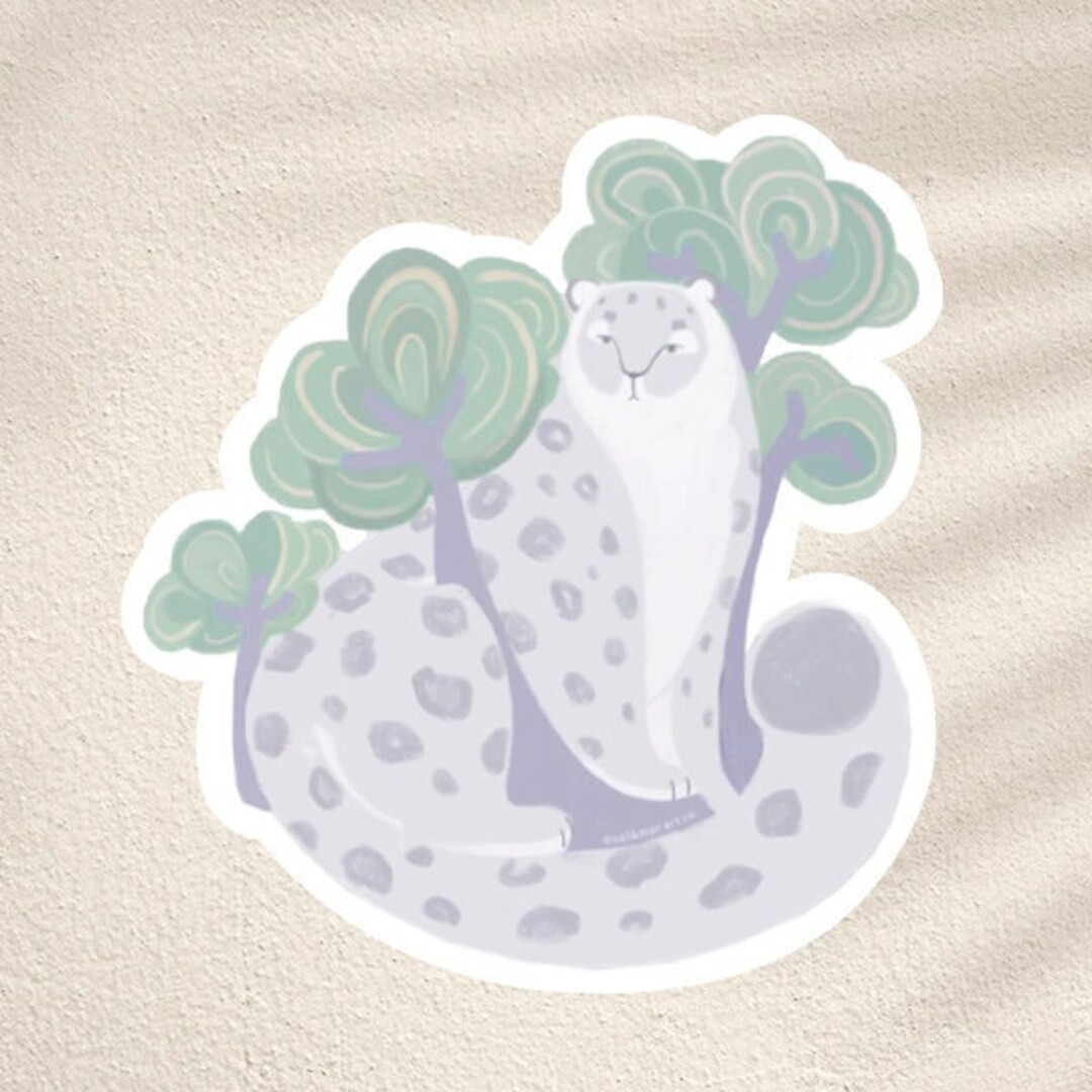 Snow Leopard Sticker/ Snow Leopard Vinyl Sticker /set of 3 Snow Leopard ...