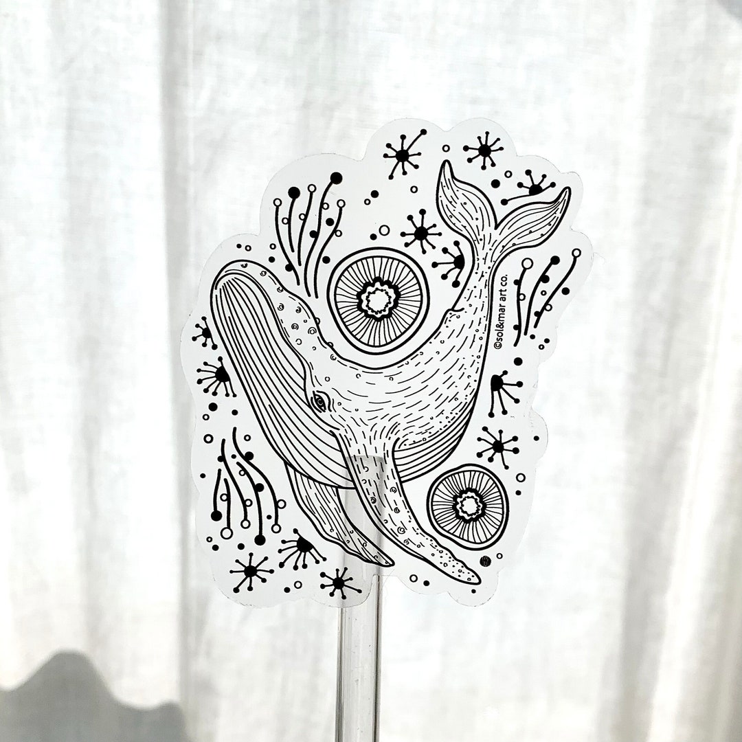 Humpback Whale Line Art Sticker 01 | Whale Sticker | Waterproof ...