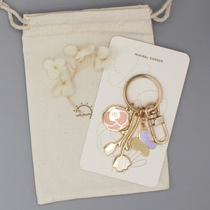 Flower Enamel Keychain (color), Minimal Flower Design Bag Charm - Etsy