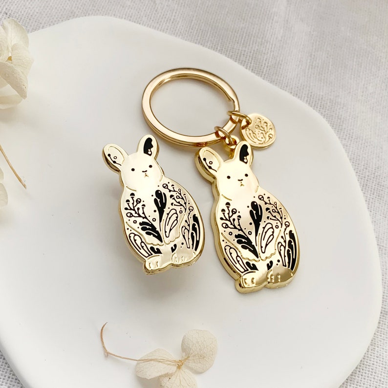 Bunny Rabbit Enamel Keychain, Gold-plated Bunny Bag Charm - Etsy
