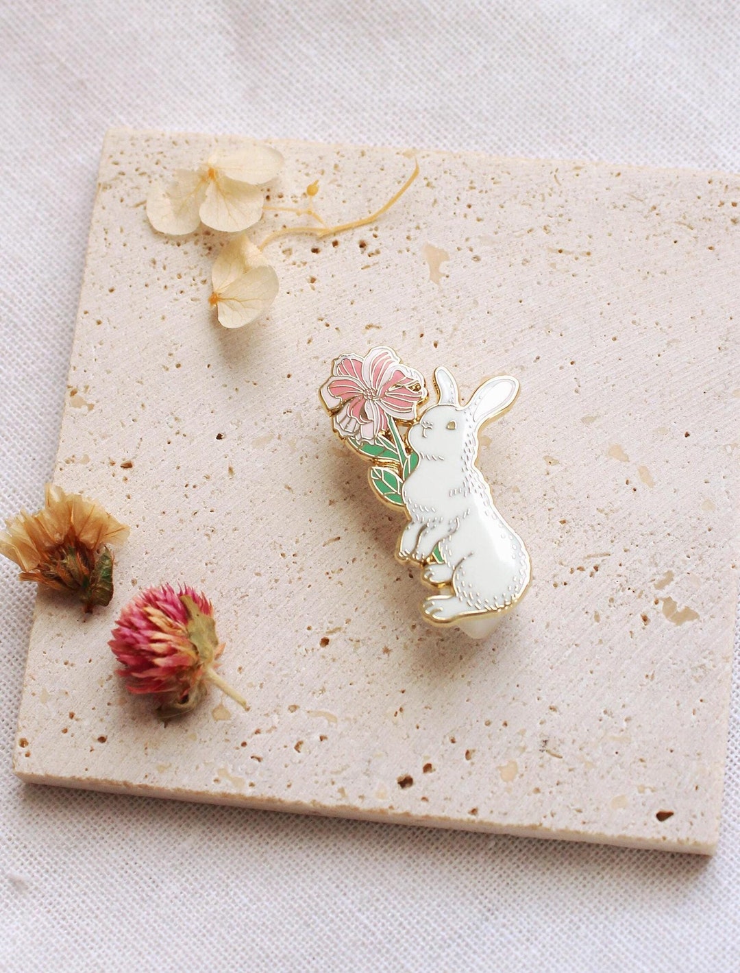 Bunny Rabbit Enamel Pin Flower Bunny Enamel Pin Bunny Rabbit Brooch