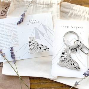 Snow Leopard Keychain | Snow Leopard Enamel Keychain| Leopard Charm | Leopard Accessory | 3% ...
