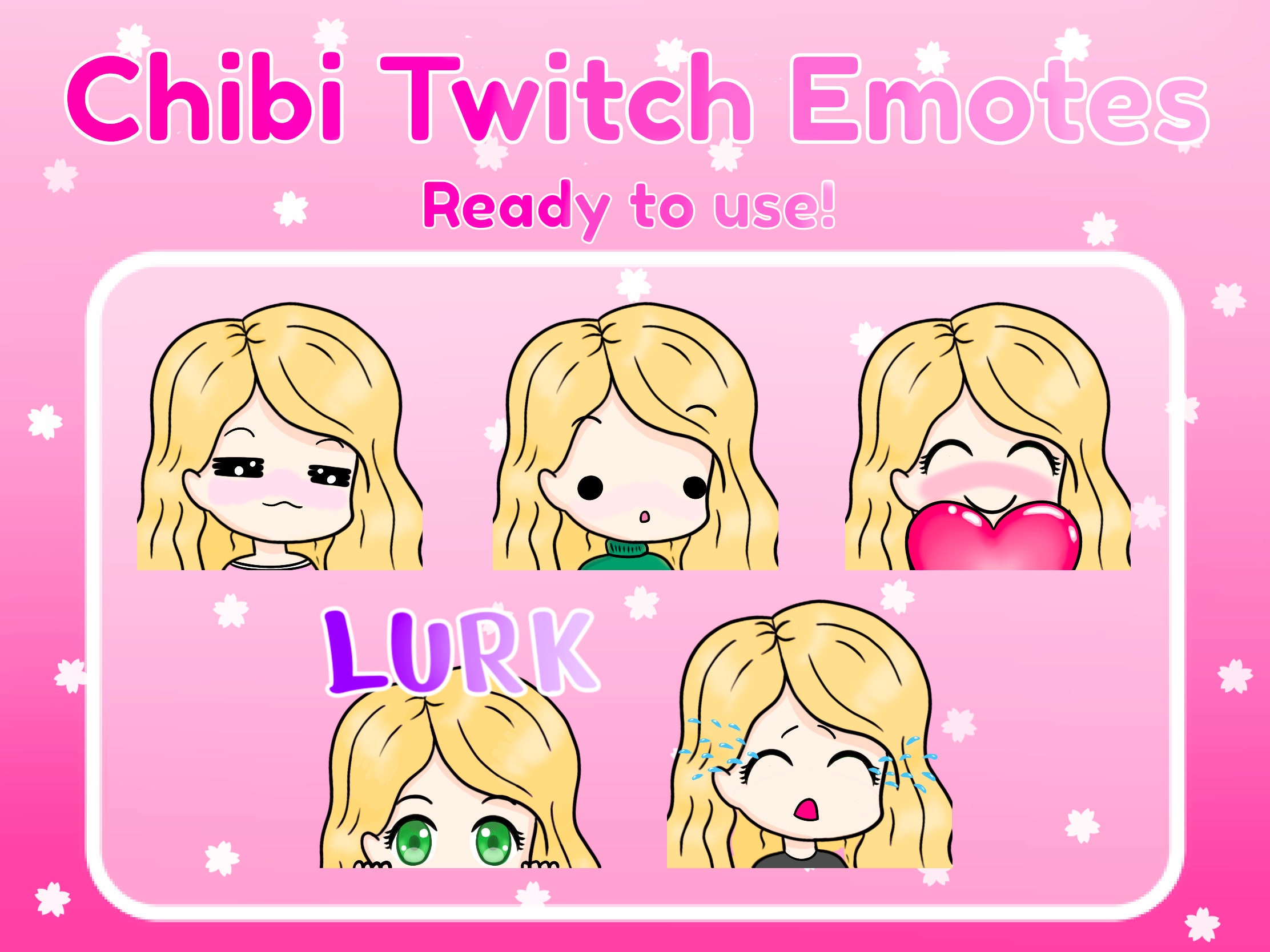 Twitch/Discord Emotes / Chibi Blonde Emotes / Cabello Rubio y | Etsy