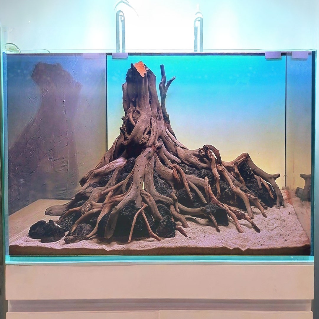 Aquarium Tree Stump Driftwood Aquascape Black Lava Rock Aquascaping ...