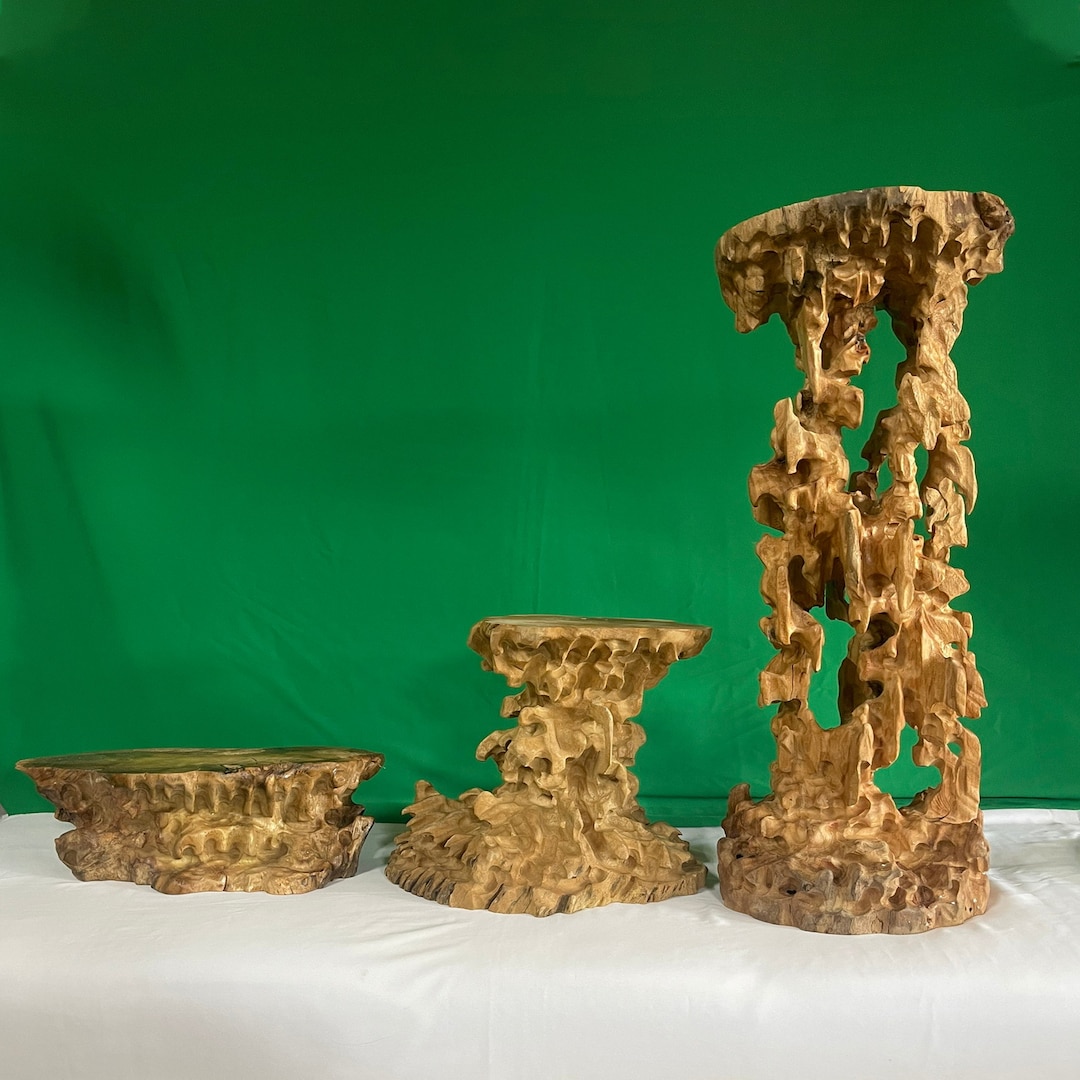 Drift Wood Stump Tree Tiered Plant Stand Driftwood Log Tree Stump Art ...