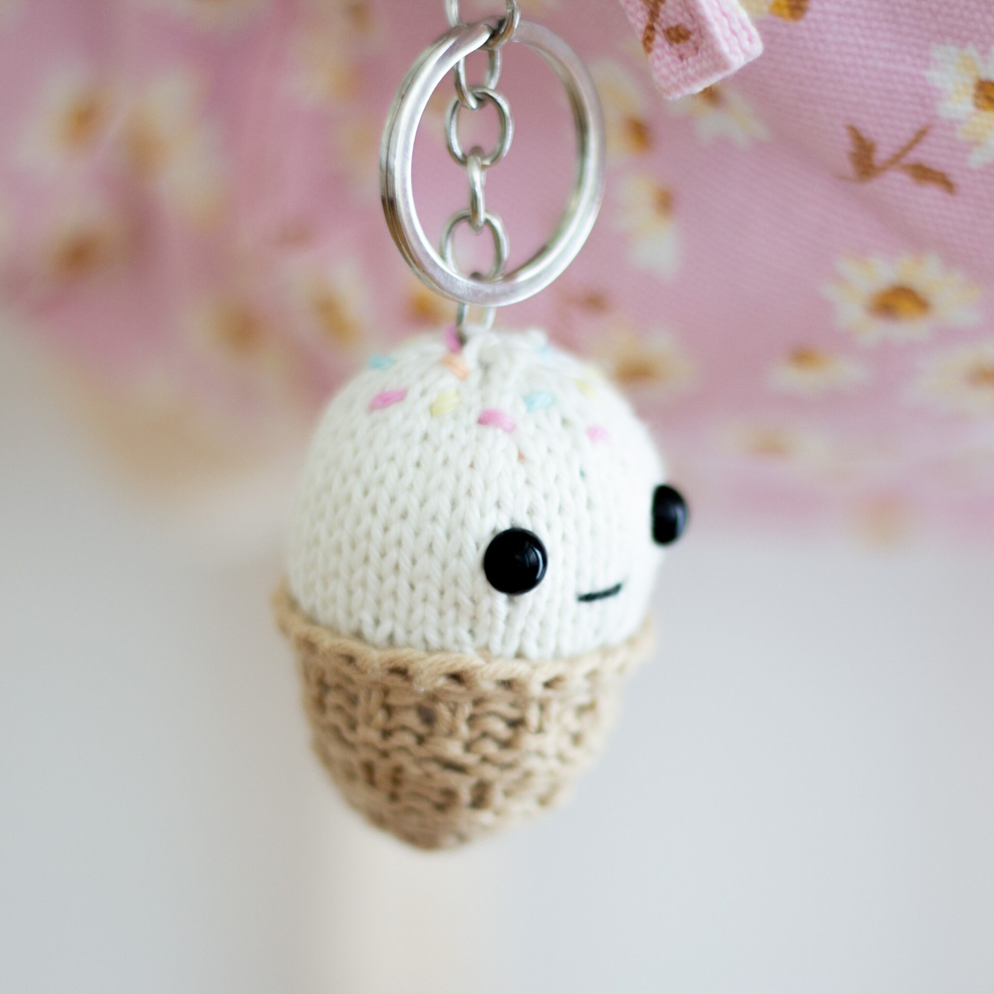 Knitted Ice Cream Cone Keychain - PDF Knitting Pattern, Easy to Follow ...