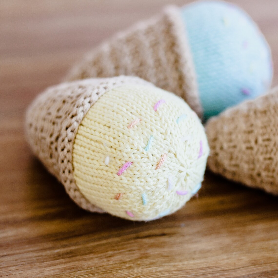 Knitted Ice Cream Cone Baby Rattle - PDF Knitting Pattern, Easy to ...