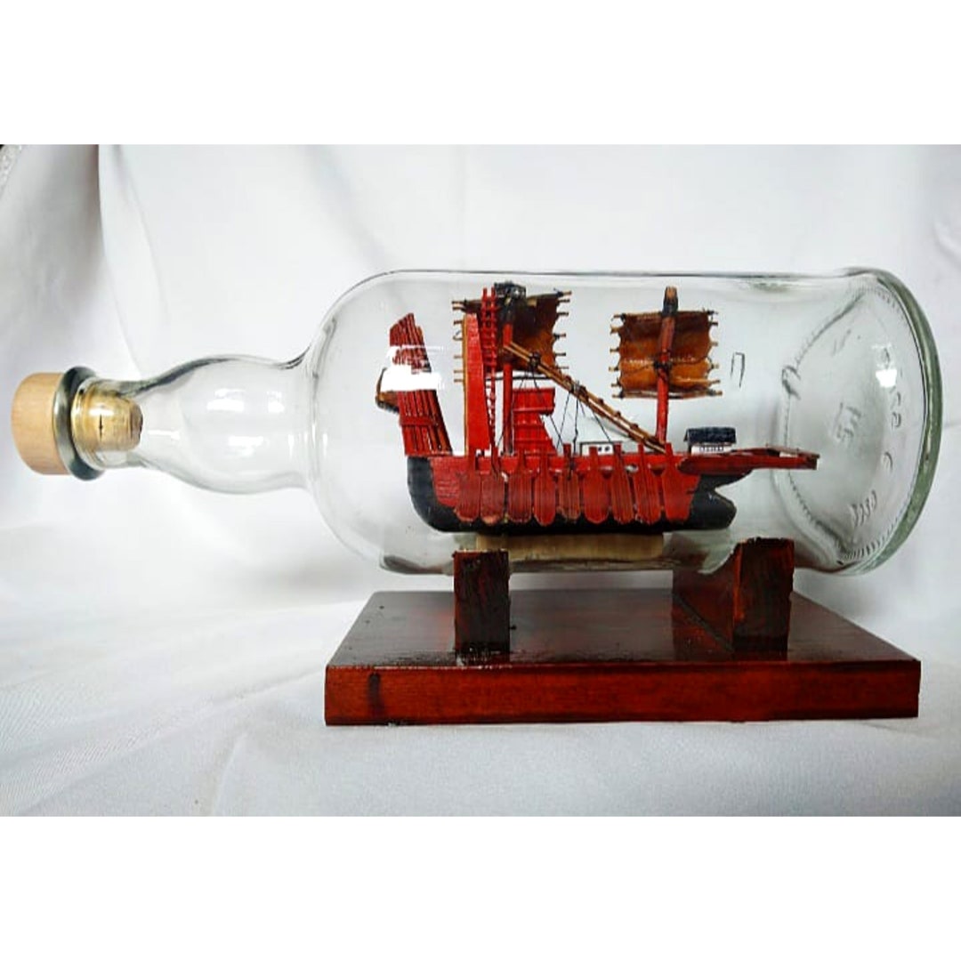 Miniature Djong Java Ship in a Bottle, a Miniature Pirate Ship of ...