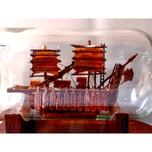 Miniature Djong Java Ship in a Bottle, a Miniature Pirate Ship of ...