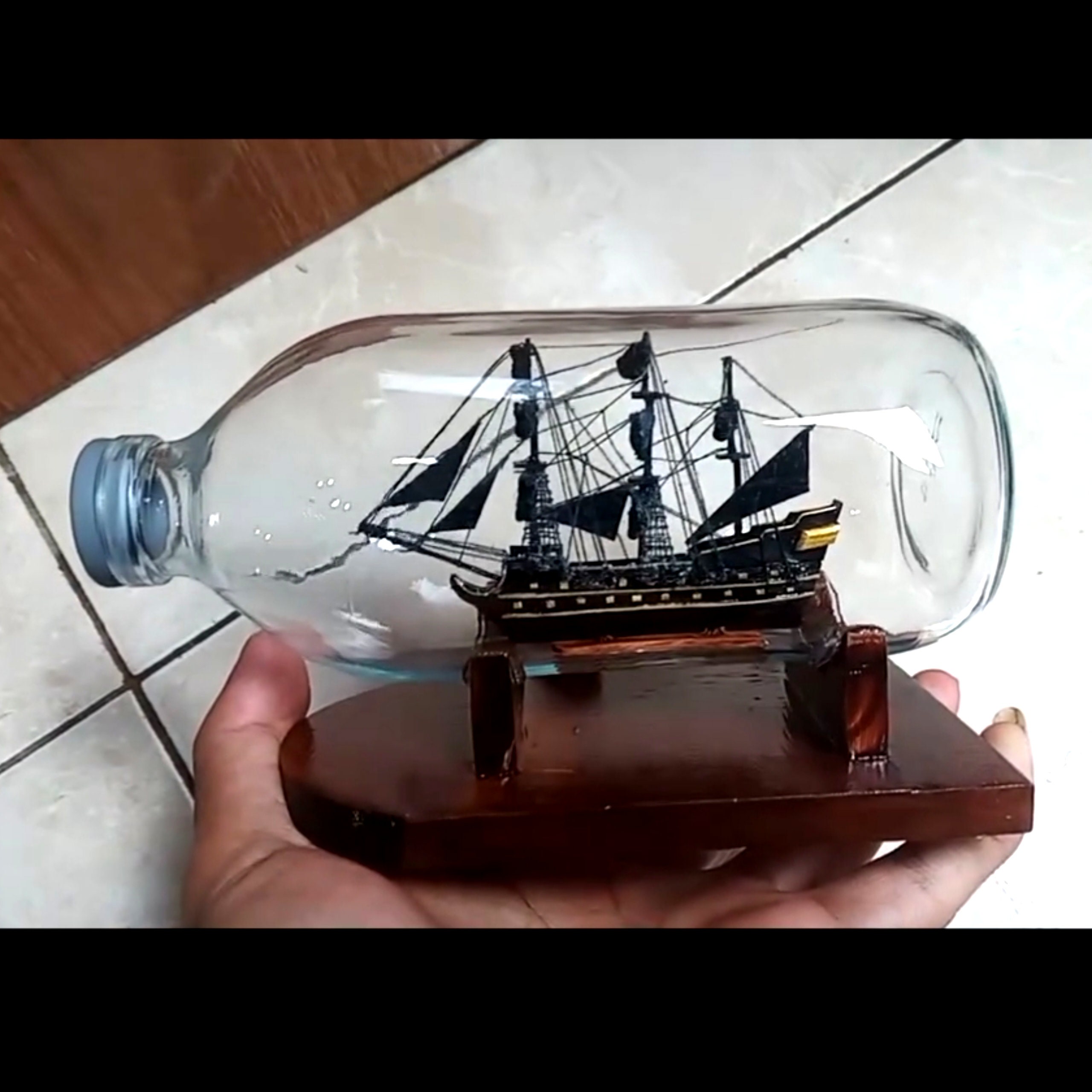 Exclusive Black Pearl Ship in a Bottle, Miniature Pirates Ship Gift for ...