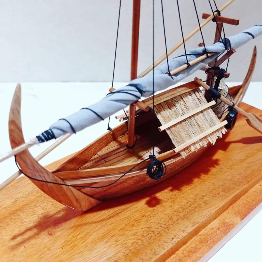 Teak Wood Miniature Fishing Boat: Java Perahu Mayang Handmade Decor - Etsy