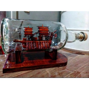 Miniature Djong Java Ship in a Bottle, a Miniature Pirate Ship of ...