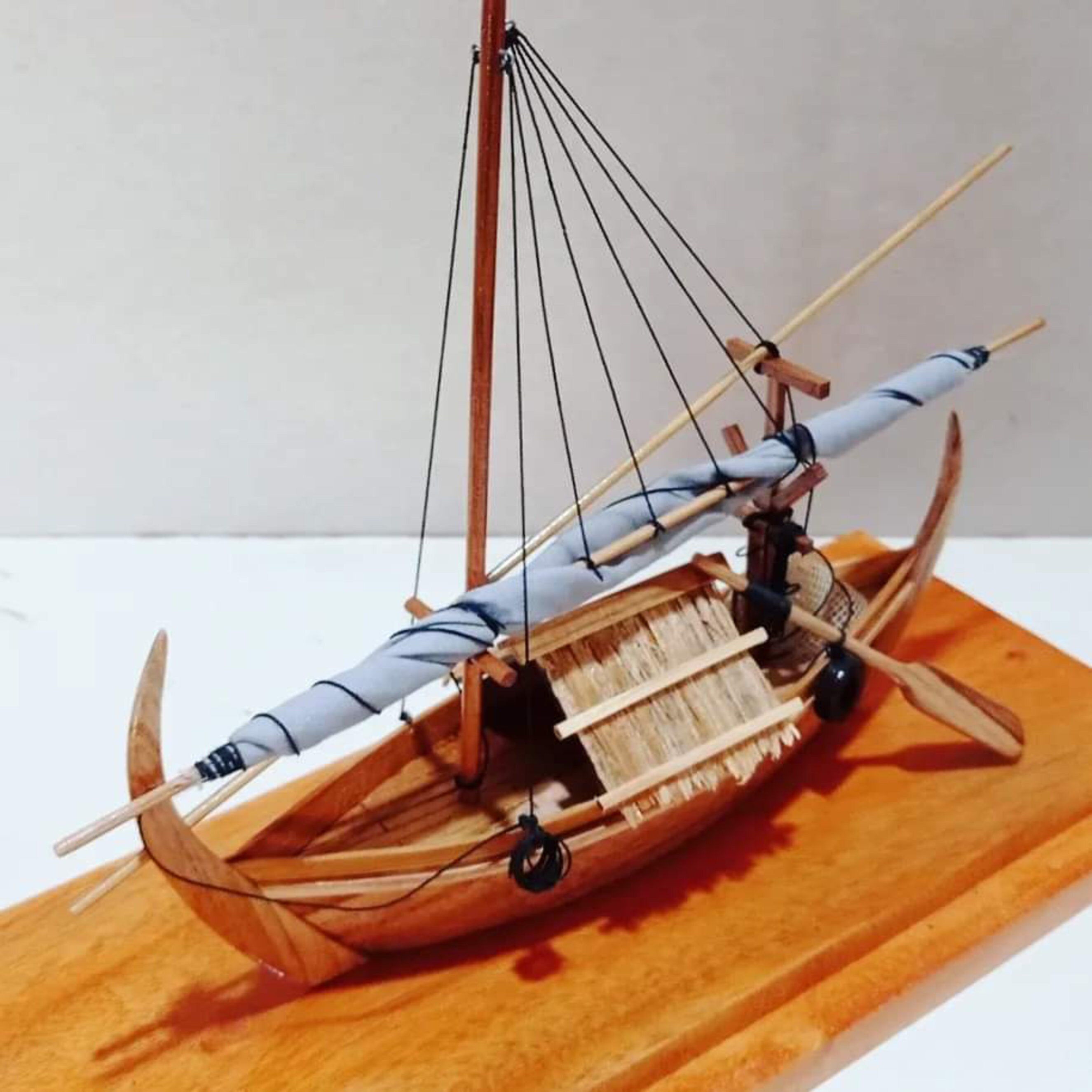 Teak Wood Miniature Fishing Boat: Java Perahu Mayang Handmade Decor - Etsy