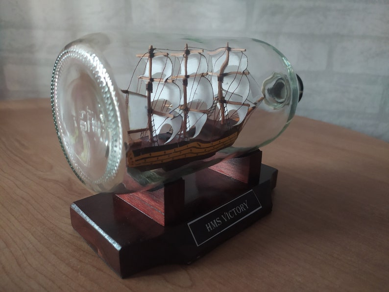 HMS Victory Ship in a Bottle: Miniature Pirate Ship Decor - Etsy
