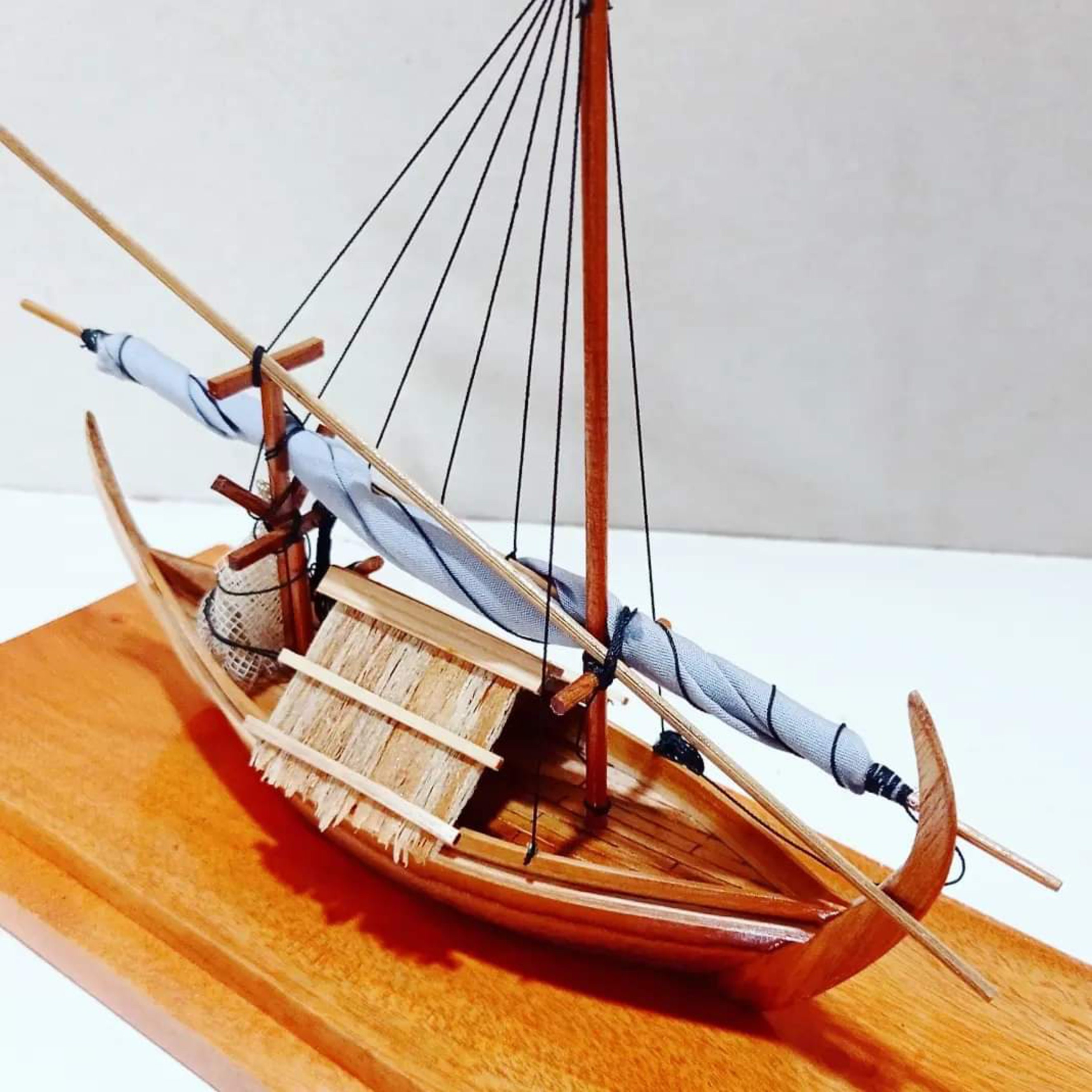 Teak Wood Miniature Fishing Boat: Java Perahu Mayang Handmade Decor - Etsy