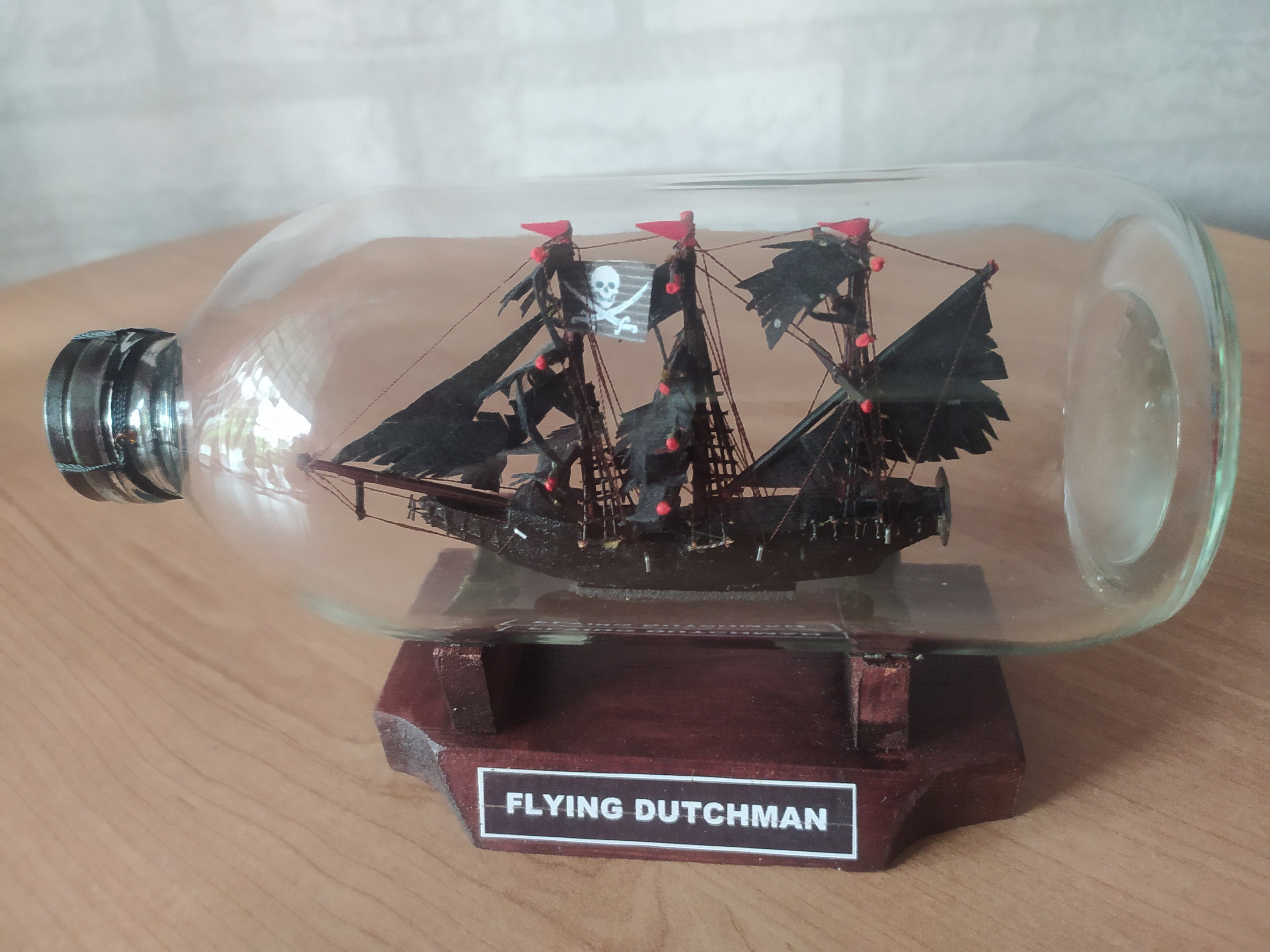Flying Dutchman Ship in a Bottle, Miniature Pirate Ship Handmade - Etsy